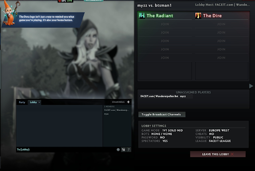 Como me conectar a uma partida de DOTA 2? – FACEIT Support Brazil