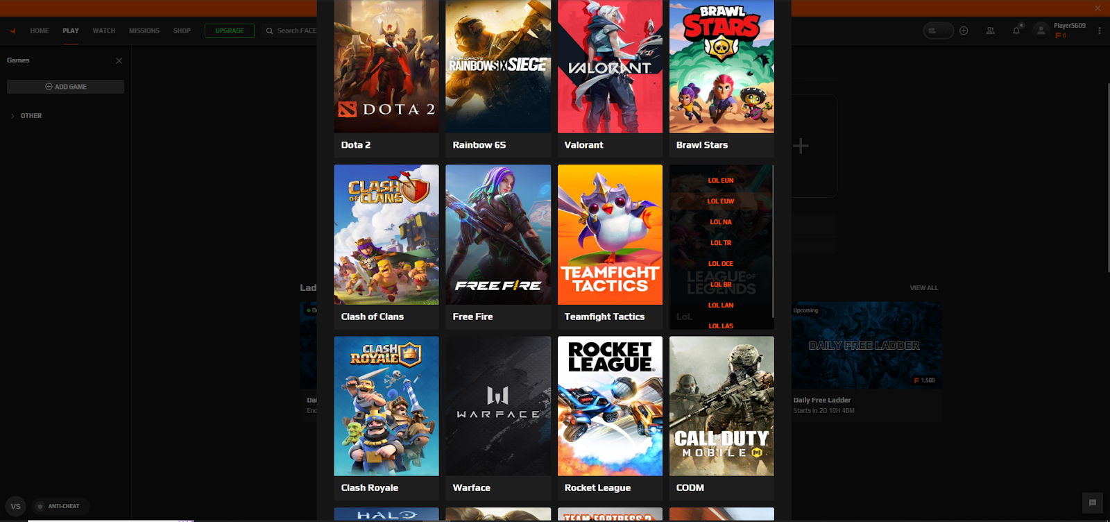Initial LoL registration – FACEIT