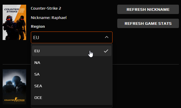 Changing your game region and country flag – FACEIT